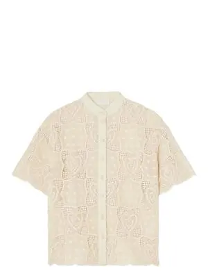 Zimmermann Wanderlust Crocheted And Embroidered Shirt - Cream