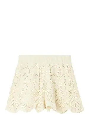 Zimmermann Awaken Scalloped Crocheted Cotton Shorts - Cream