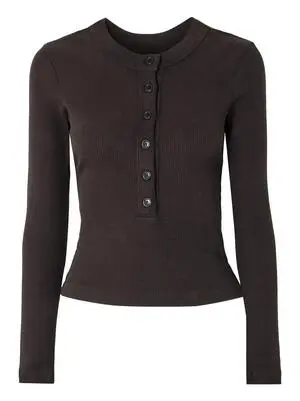 Citizens Of Humanity Varra Ribbed Henley Top - Brown