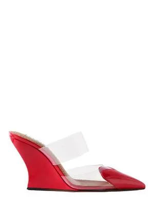 Alaïa Le Caur Patent-Leather And PVC Wedge Mules Red