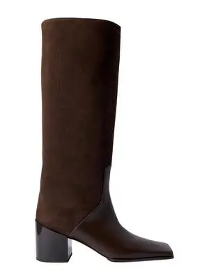 Alaïa Nubuck And Leather Knee Boots - Brown