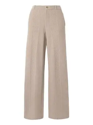 Guest In Residence Cable-knit Wool And Cashmere-blend Wide-leg Trousers - Brown