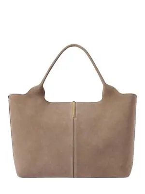 TOD'S Suede Shopping Tote - Brown