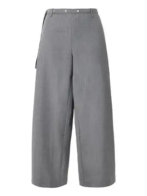 DEIJI STUDIOS Belted Pinstriped Wool Pants - Gray