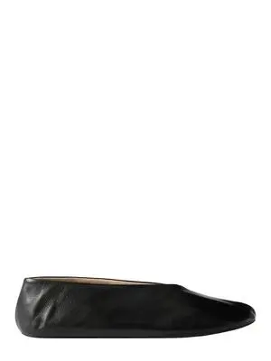 THE ROW Stella Leather Ballet Flats - Black