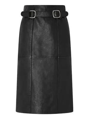 Sea Gwen Belted Paneled Textured-leather Midi Skirt - Black