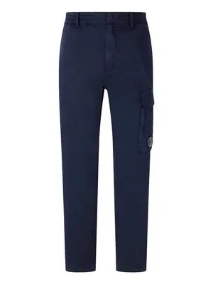 C.P. COMPANY Straight-leg Cotton-blend Cargo Trousers With Logo Appliqu - Blue