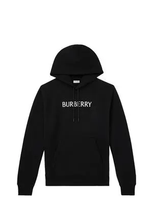Burberry Logo-print Cotton-jersey Hoodie - Black