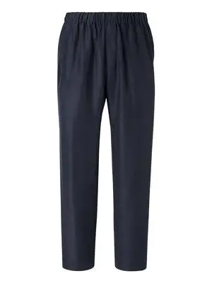Barena Venezia Tapered Garment-Dyed Silk Trousers Navy