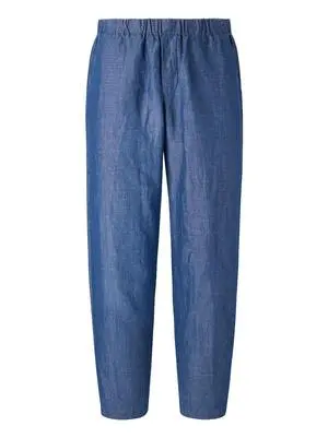 Barena Venezia Tapered Linen And Cotton-blend Trousers - Blue