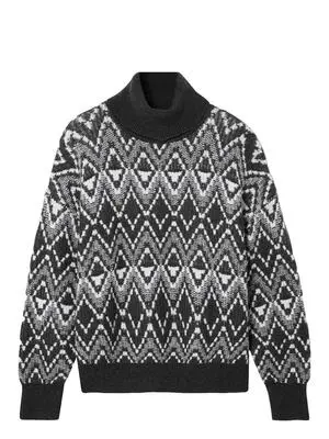 Varley Ida Fair Isle Knitted Turtleneck Sweater - Gray