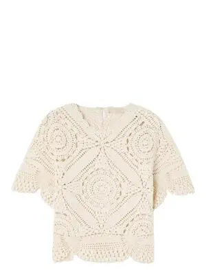 Ulla Johnson Maddalena Scalloped Crocheted Cotton Blouse - Cream