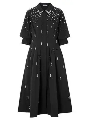 Simkhai Jazz Embellished Cotton-blend Poplin Shirt Dress - Black