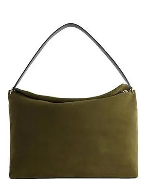 WANDLER Penelope Suede Tote Bag - Olive Suede / Black