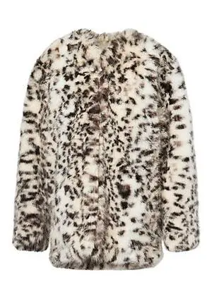 Isabel Marant Aglae Printed Faux-fur Coat - Ecru Black