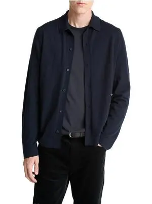 Vince Featherweight Merino Wool-cashmere Sweater Shirt - Black