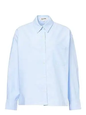 DJERF AVENUE Breezy Long-sleeves Cotton-poplin Shirt - Blue