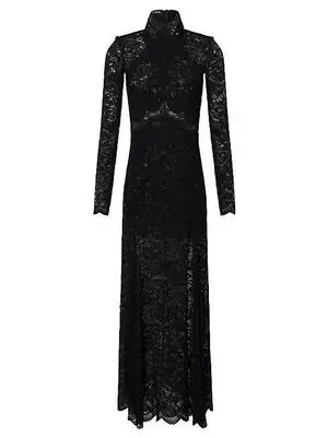 Rabanne Lace Long-sleeved Maxi Dress - Black