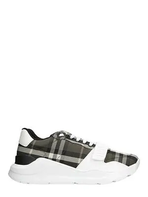 Burberry Check Woven Trainers - Green Comb
