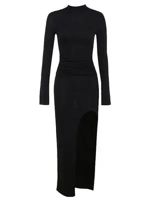 House Of Cb Anais Long-sleeved Knitted Maxi Dress - Black