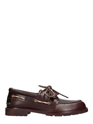 Burberry Leather Boat Shoes - Wine