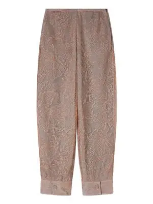 Emporio Armani Tulle Trousers With Floral Lurex Embroidery - Brown / Neutral