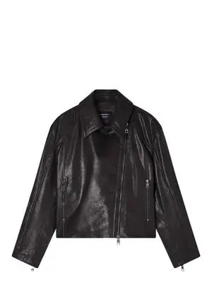 Emporio Armani Oversized Biker Jacket - Brown