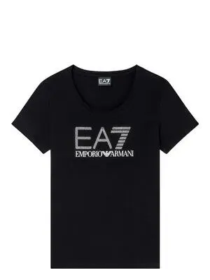 EA7 Logo Series Stretch-jersey T-shirt - Black