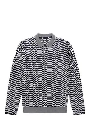 GIORGIO ARMANI Long-Sleeved Polo Shirt In Viscose And Virgin Wool Jacquard
