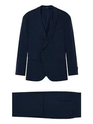Giorgio Armani Cupro Blend Jacquard Suit - Navy