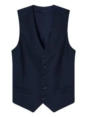 Giorgio Armani Single-breasted Virgin Wool Waistcoat - Navy