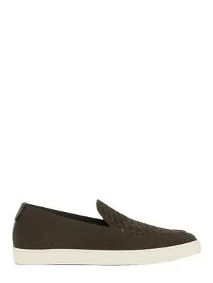 Giorgio Armani Chevron Jacquard Slip-ons - Natural