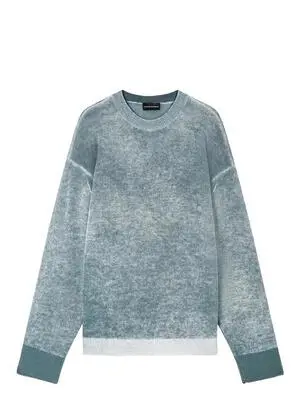 Emporio Armani Printed Virgin Wool Jumper - Blue