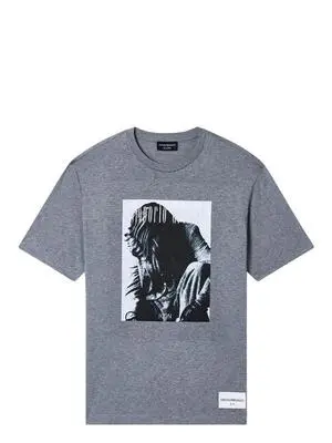 Emporio Armani Icon Jersey T-shirt With Photographic Print And Embroidery - Red