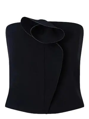 Giorgio Armani Silk Cady Bustier Top With Rose Detail - Black