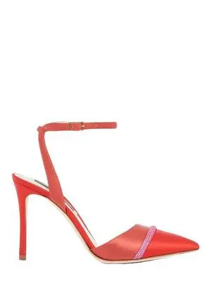 Giorgio Armani Pointed-toe Court Shoes With Two-tone Satin Strap - Red