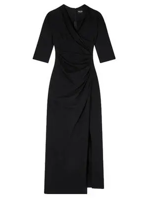 Giorgio Armani Viscose-blend Milano Stitch Midi Dress - Black