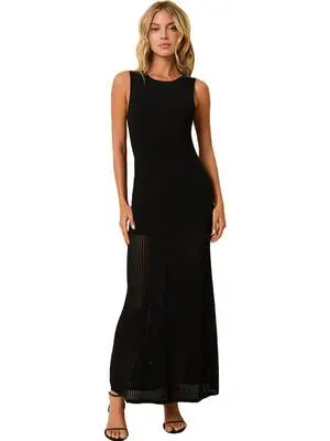 Solid & Striped Lucerne Pointelle Maxi Dress Black