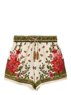 Farm Rio Wonder Rio Printed Linen-blend Shorts - Cream