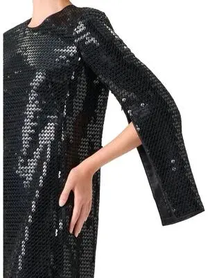 Akris Sequin Corded Cocktail Dress - Black
