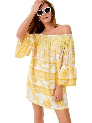 Lilly Pulitzer® Kaori Off-the-shoulder Dress - Golden Glow Juicy Story Engineered Woven Dress