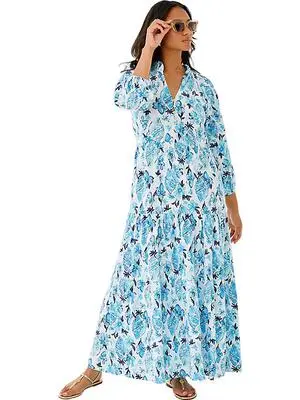 Lilly Pulitzer® Malone 3/4 Sleeve Maxi Dress - Resort White Seashell Splendor