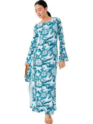 Lilly Pulitzer® Upf 50+ Breena Long Sleeve Maxi Dress - Bellevue Blue Lilly Gulls