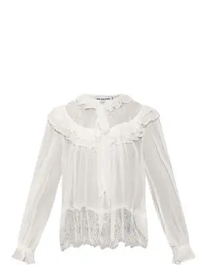 SELF-PORTRAIT Lace Trimmed Shirt - White