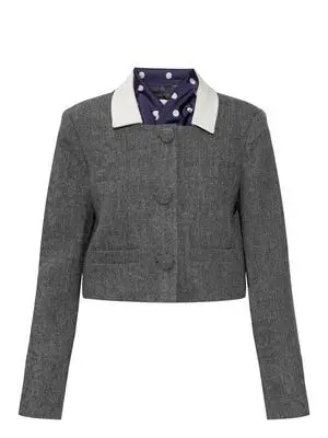 SELF-PORTRAIT Blazer With Detachable Scarf - Grey