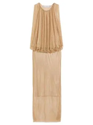 Max Mara Sleeveless Jersey Dress With Crystal Embellishments - Camel