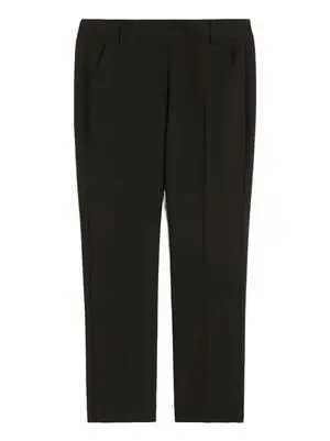 Max Mara Cropped Viscose Canvas Trousers - Black