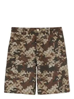 Gucci Gg Marbled Cotton Denim Jacquard Pants - Green