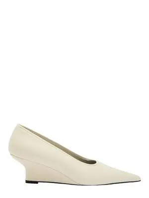 TOTEME Pointed Nappa Leather Wedge Pumps - White