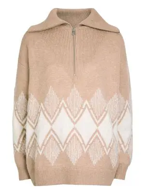Varley Fair Isle Knitted Jumper - Light Brown